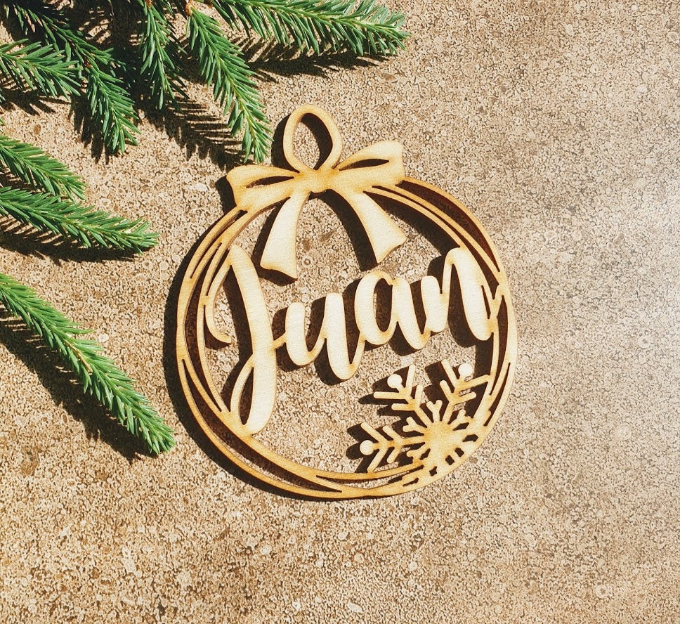 CHRISTMAS Snowflake Custom Snowflake Wood Christmas Baubles | Etsy