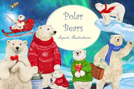 Holiday Polar Bear Clip Art