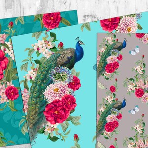 Peacocks Seamless Pattern Digital Paper Scrapbooking Floral - Etsy