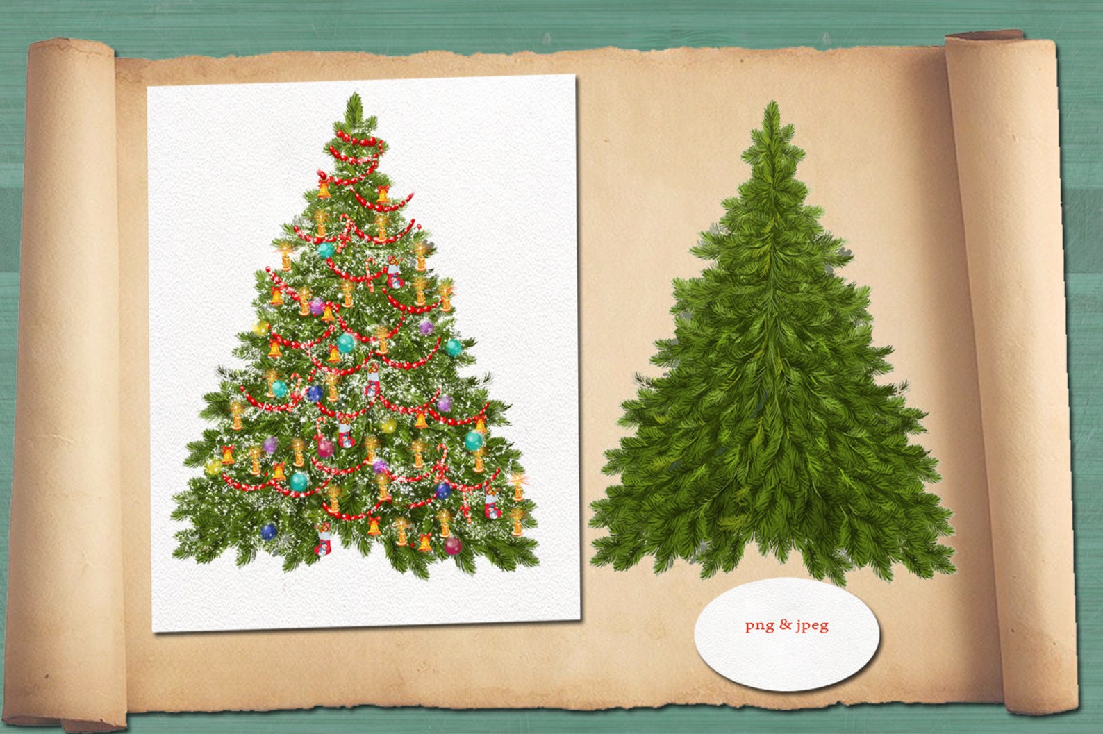 Christmas Set Clipart Illustration Christmas Cards christmas - Etsy