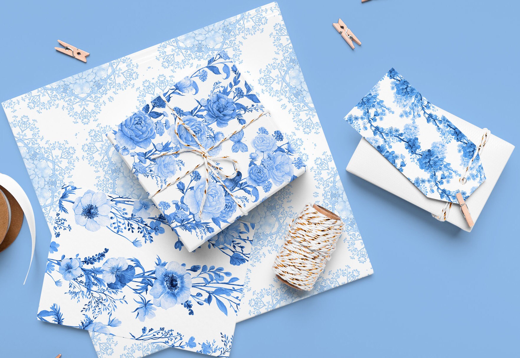 Blue Seamless Pattern Watercolor Floral Digital Paper 12 12 - Etsy