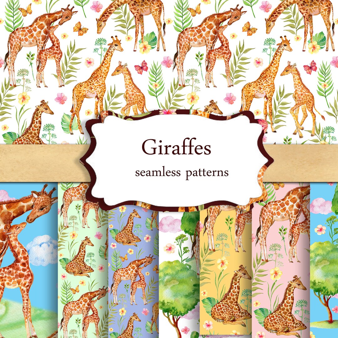 Giraffes Seamless Pattern, Animal Pattern,watercolor Giraffe,animal ...