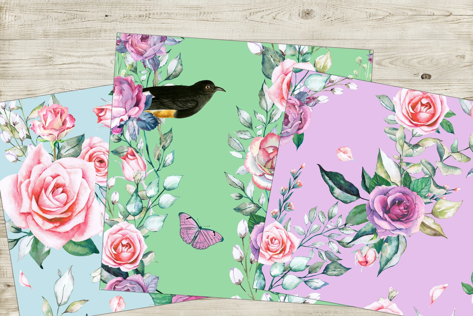 Pink Roses Watercolor Digital Flowers Seamless Pattern - Etsy