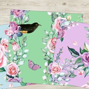 Pink Roses Watercolor Digital Flowers Seamless Pattern - Etsy