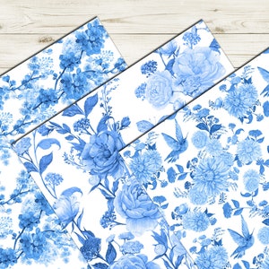 Blue Seamless Pattern Watercolor Floral Digital Paper 12 12 Inch - Etsy