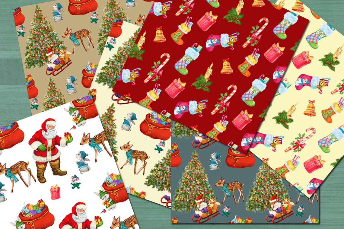 Christmas Set Clipart Illustration Christmas Cards christmas - Etsy