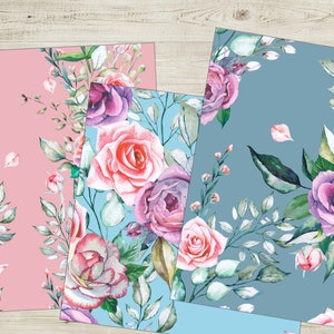 Pink Roses Watercolor Digital Flowers Seamless Pattern - Etsy