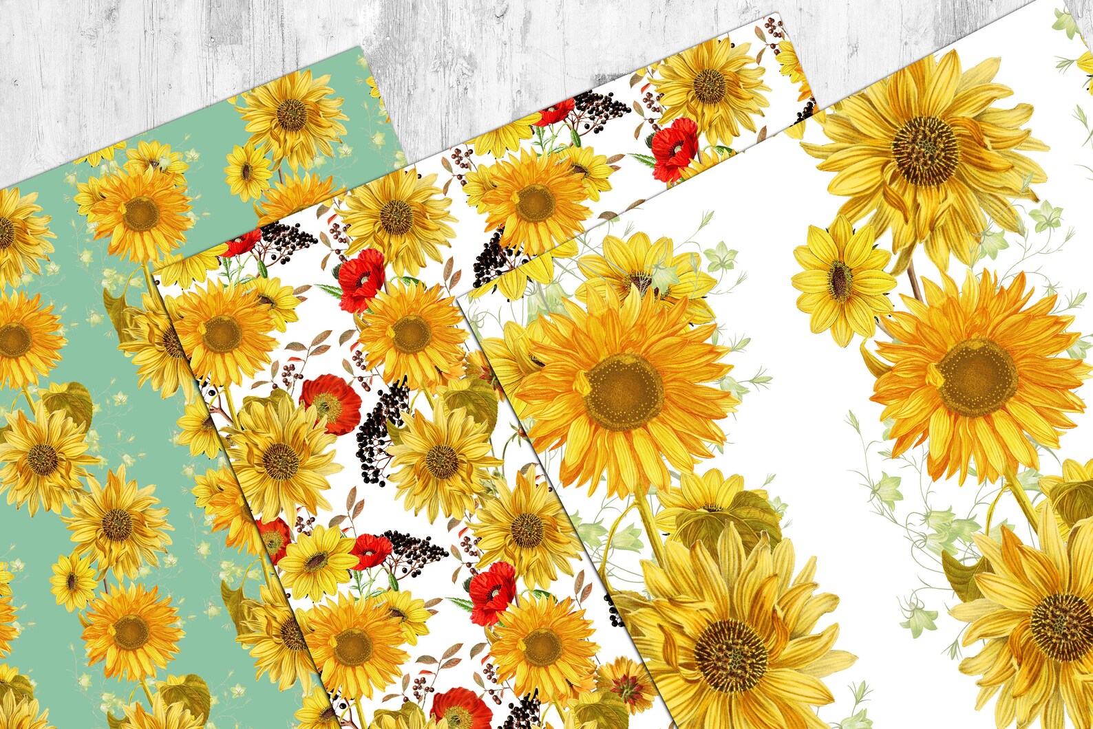 Sunflower Paper Sunflower Digital Paper Seamless Patterns - Etsy