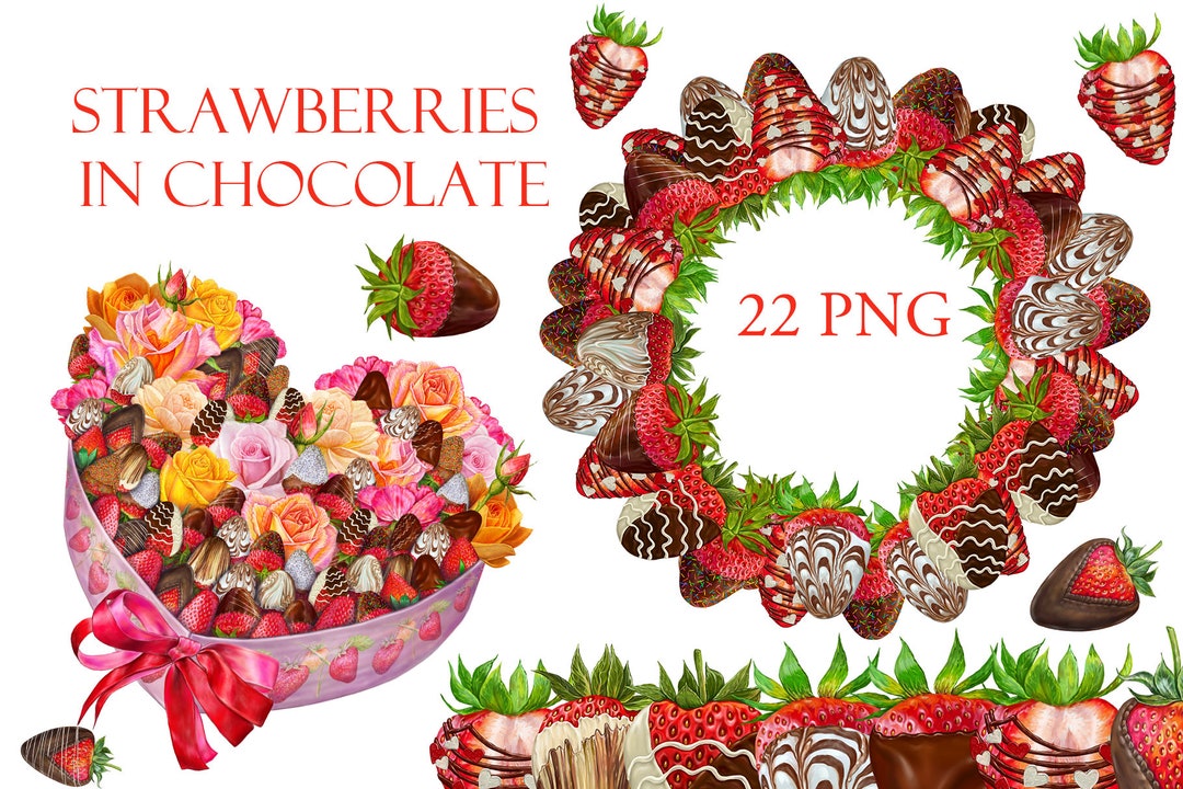 Chocolate Covered Strawberry Clipart, Wedding Clipart, Valentine ...