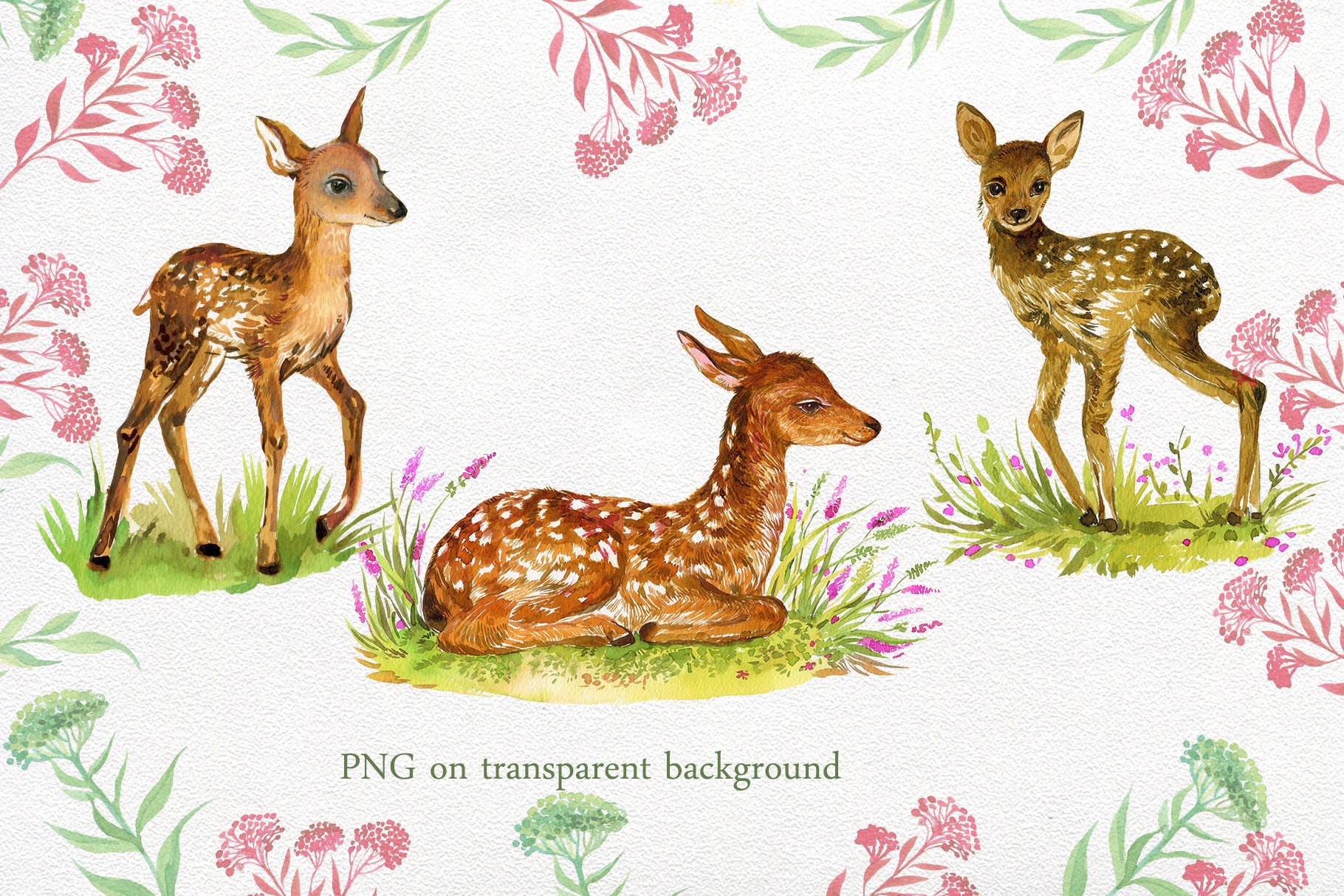 Deer Watercolor Woodland Clipart Illustration. Deer Painting - Etsy