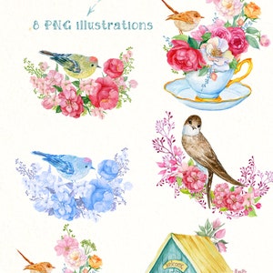 Spring Clipart, Birds, Floral Arrangements, Bird Houses, Decor for ...