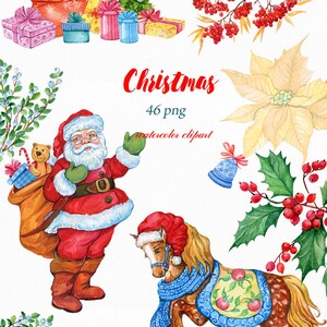 Christmas Clipart 46 PNG Watercolor Christmas Floral - Etsy