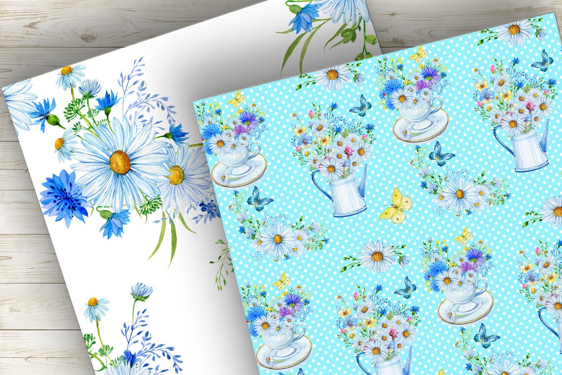 Daisy Patterns Seamless Floral Paper Watercolor Floral - Etsy