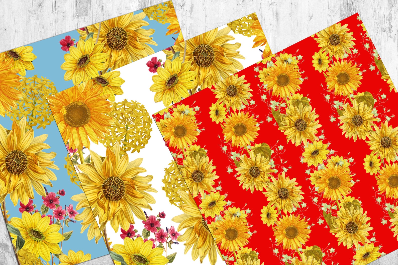 Sunflower Paper Sunflower Digital Paper Seamless Patterns - Etsy