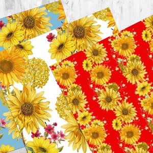 Sunflower Paper, Sunflower Digital Paper, Seamless Patterns, Digital ...