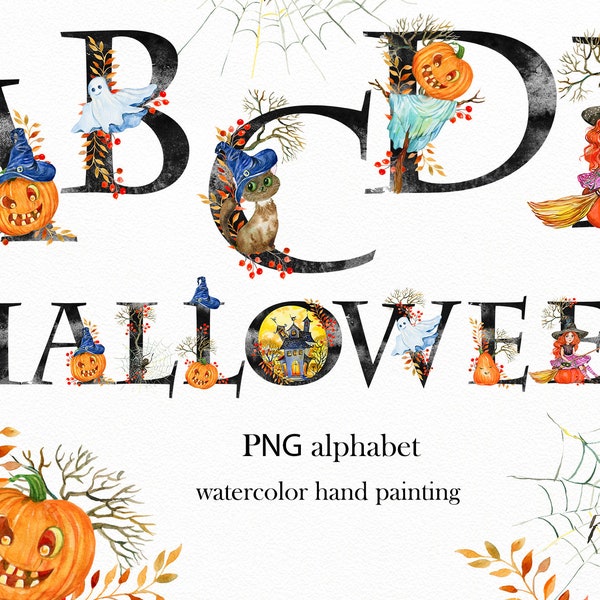 Halloween Alphabet Letters Clipart - Etsy