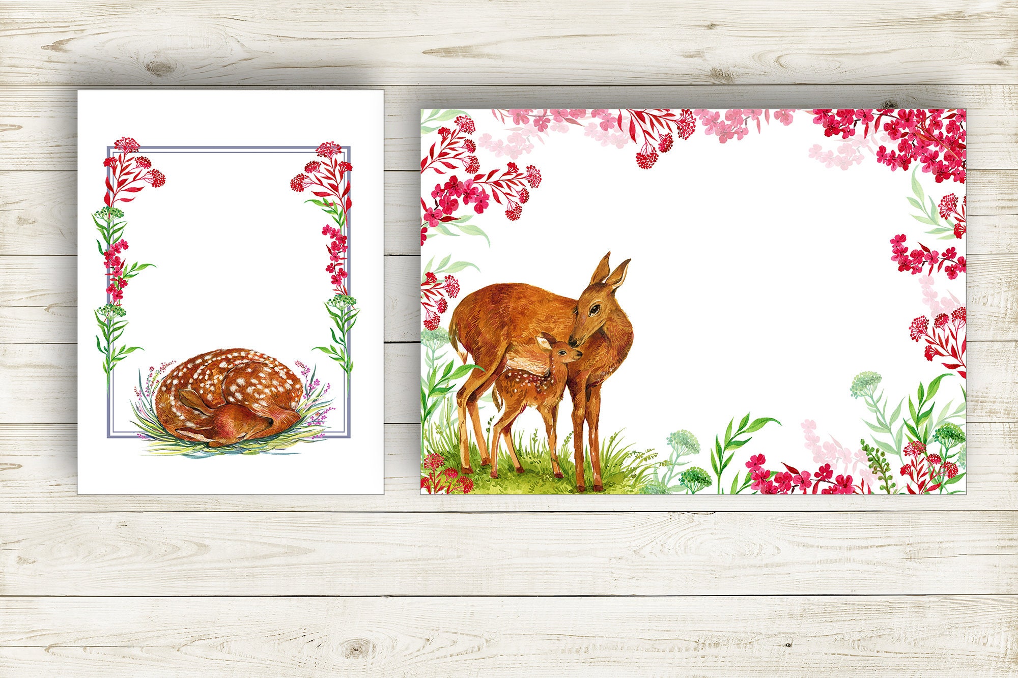 Deer Watercolor Woodland Clipart Illustration. Deer Painting - Etsy
