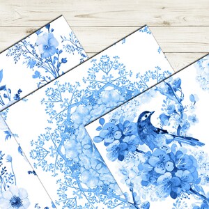 Blue Seamless Pattern Watercolor Floral Digital Paper 12 12 Inch - Etsy