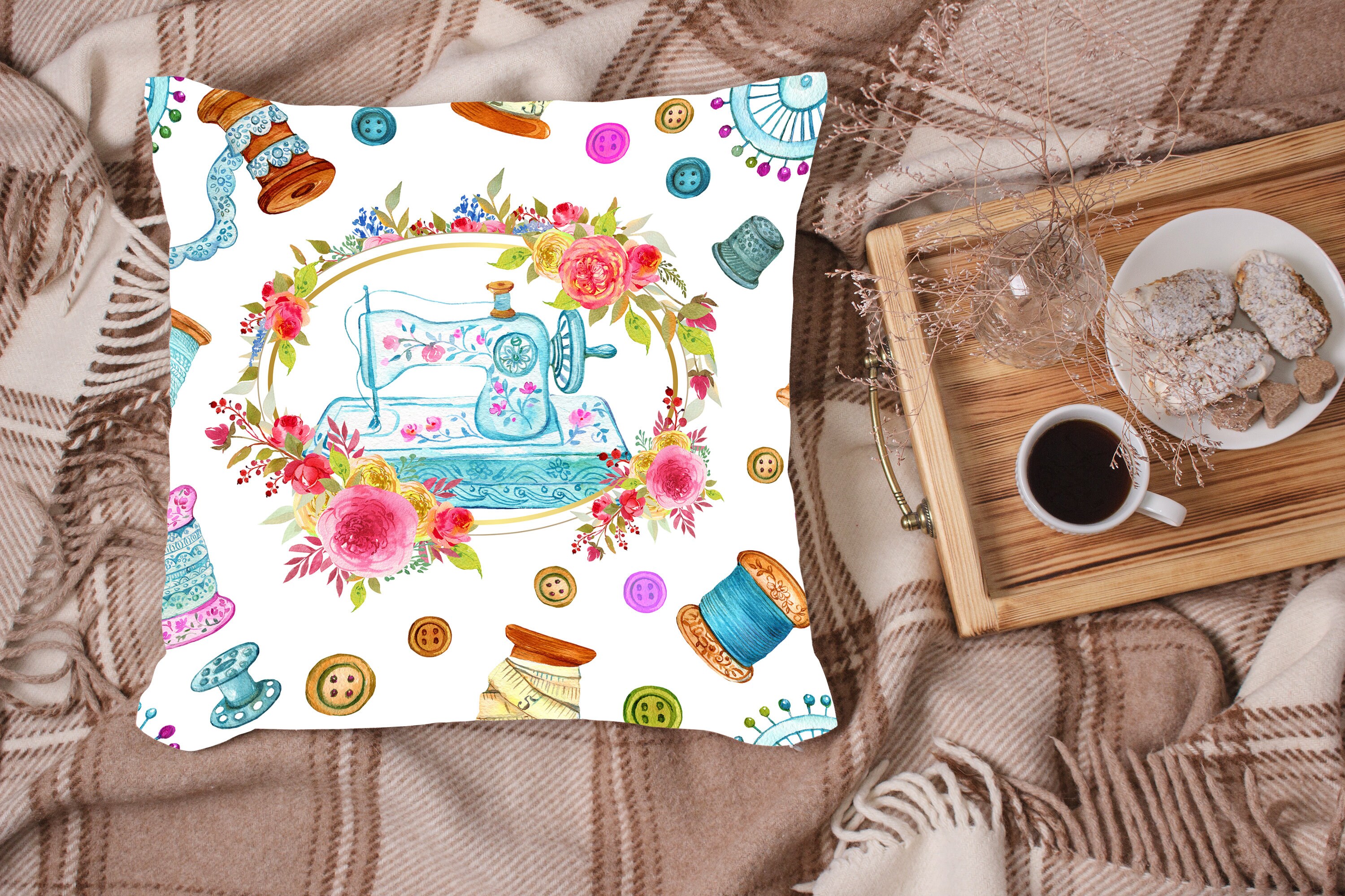 Watercolor Fashion Sewing Seamless Patterns Sewing Machine - Etsy