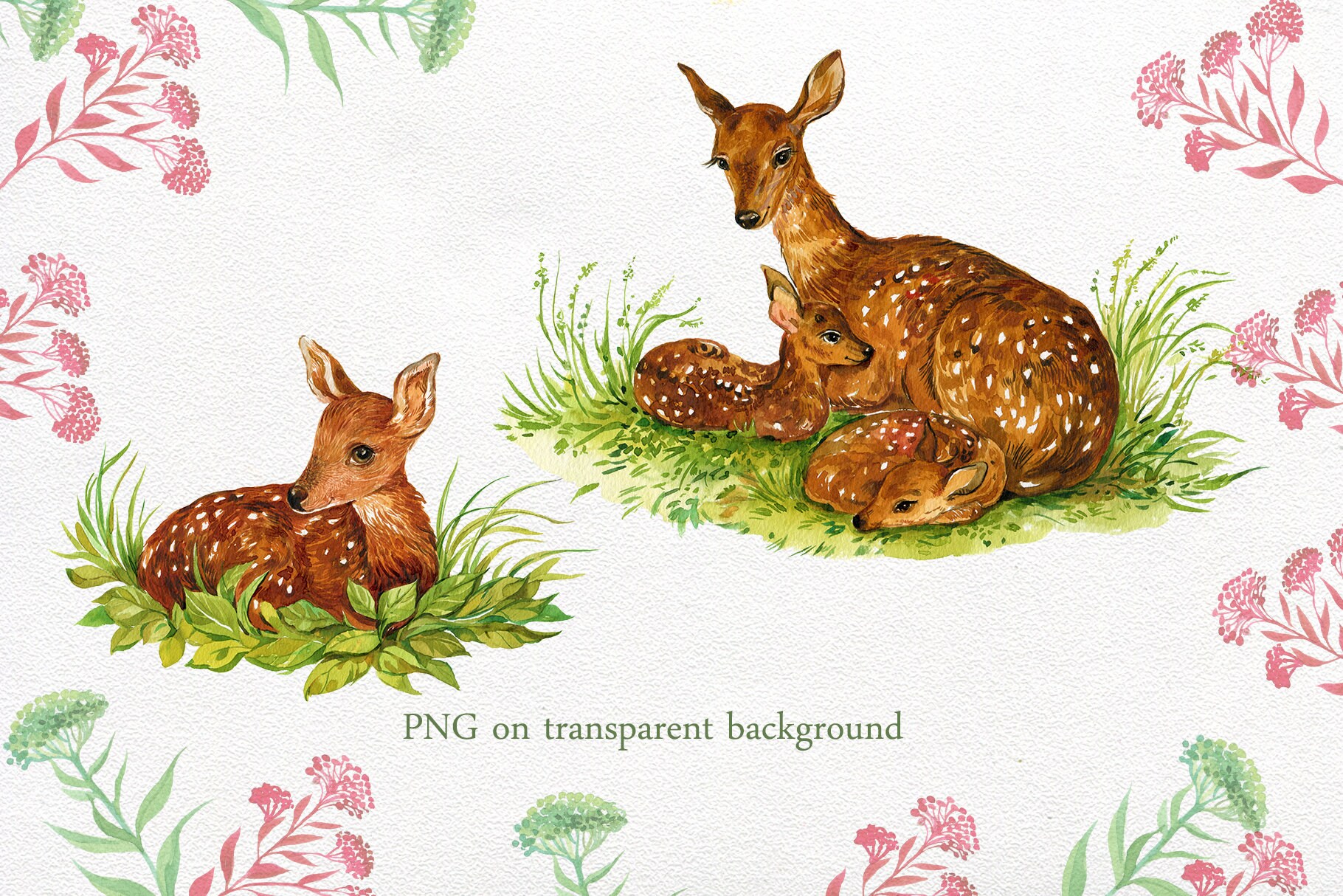 Deer Watercolor Woodland Clipart Illustration. Deer Painting - Etsy