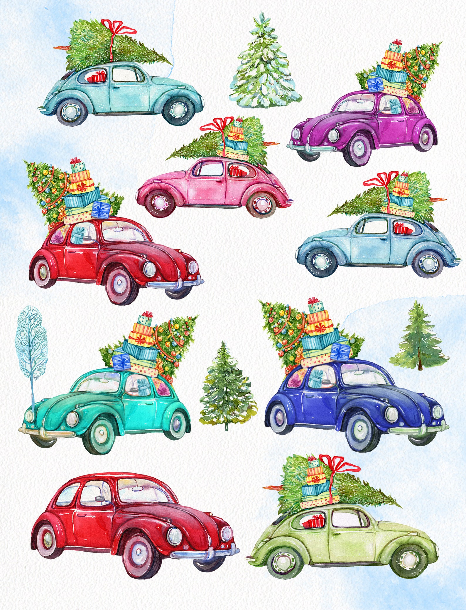 Christmas Cars PNG Clipart Holiday Clipart Digital Clipart - Etsy