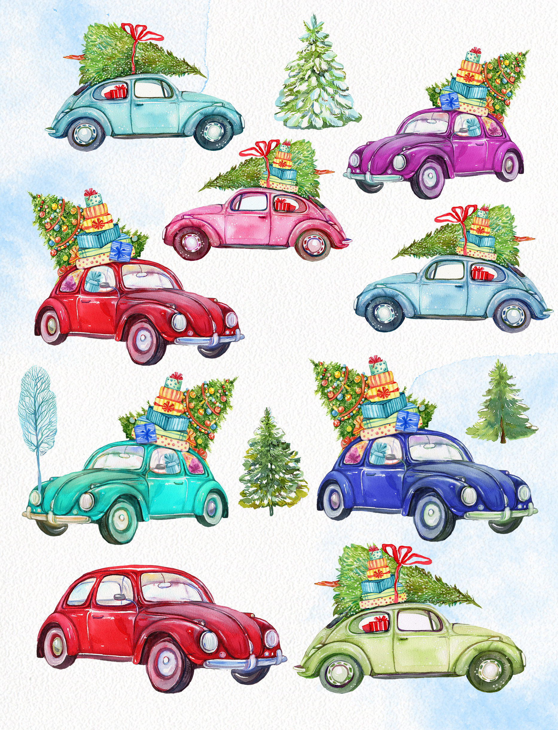Christmas Cars PNG Clipart Holiday Clipart Digital Clipart - Etsy