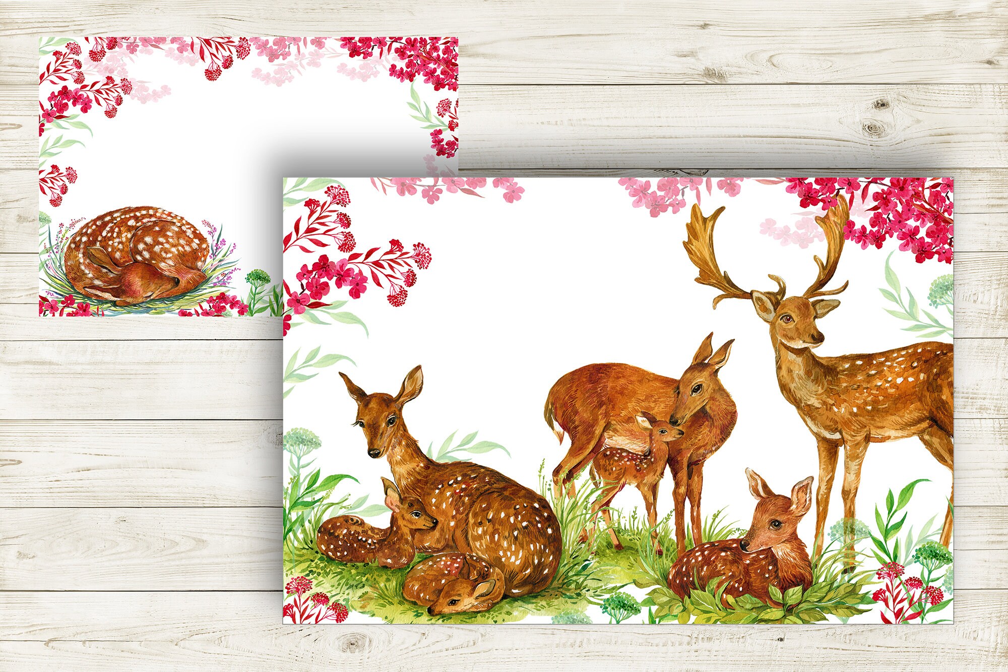 Deer Watercolor Woodland Clipart Illustration. Deer Painting - Etsy