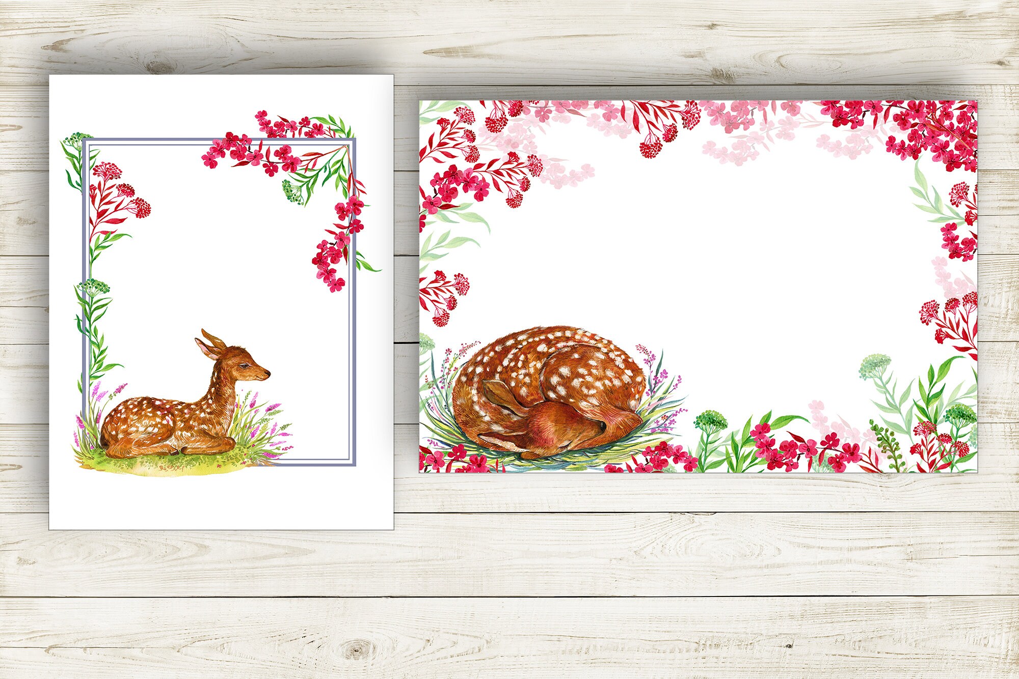 Deer Watercolor Woodland Clipart Illustration. Deer Painting - Etsy