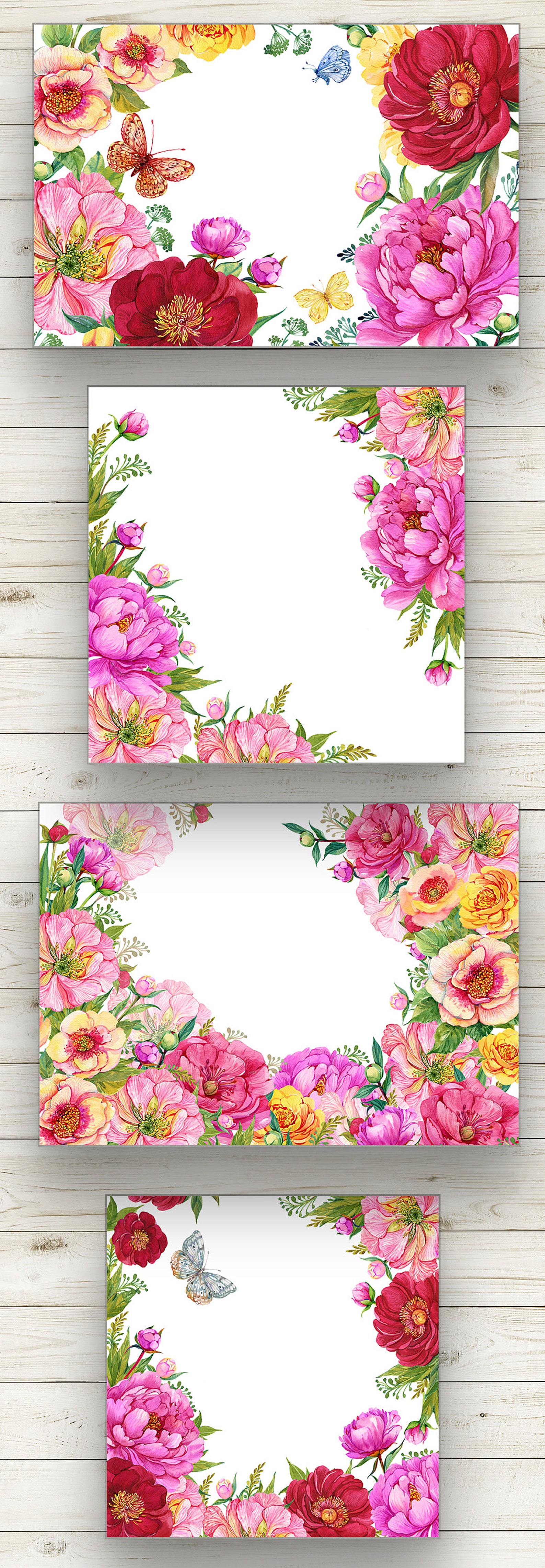 Peonies Flowers Watercolor Clipart Peony Floral Elements - Etsy