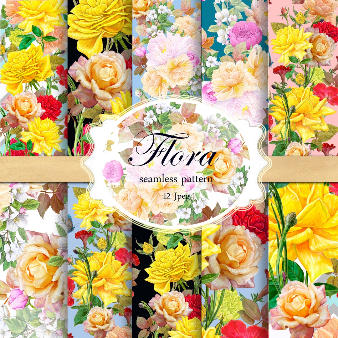Yellow Rose Seamless Patterns,digital Papers, Floral Pattern - Etsy