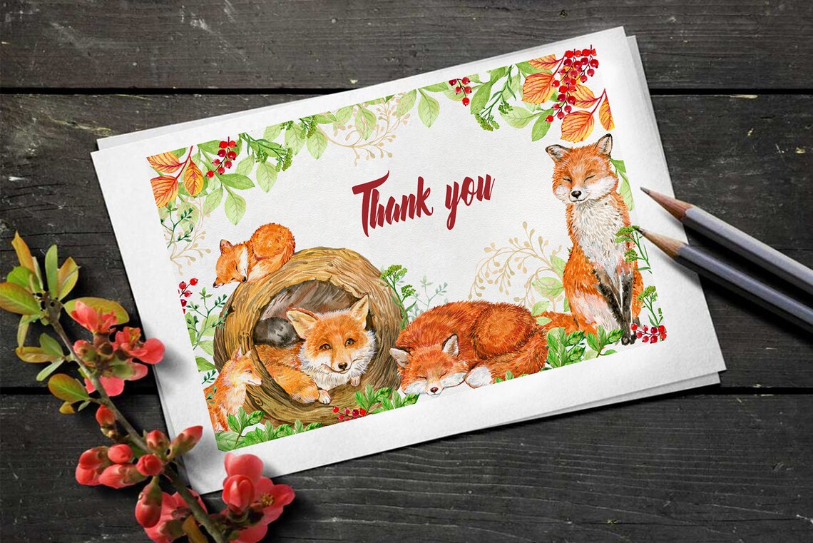 Fox Animals Clipart .watercolor Painting. Baby Fox Forest - Etsy