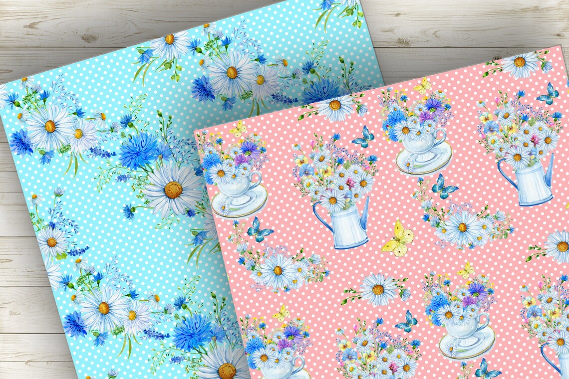 Daisy Patterns Seamless Floral Paper Watercolor Floral - Etsy