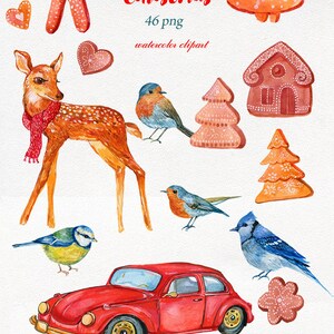 Christmas Clipart 46 PNG Watercolor Christmas Floral - Etsy