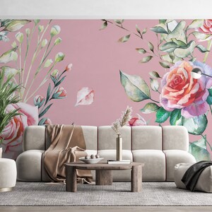 Pink Roses Watercolor Digital Flowers Seamless Pattern - Etsy