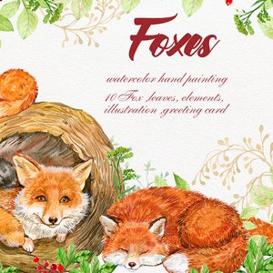 Fox Animals Clipart .watercolor Painting. Baby Fox, Forest Animals ...