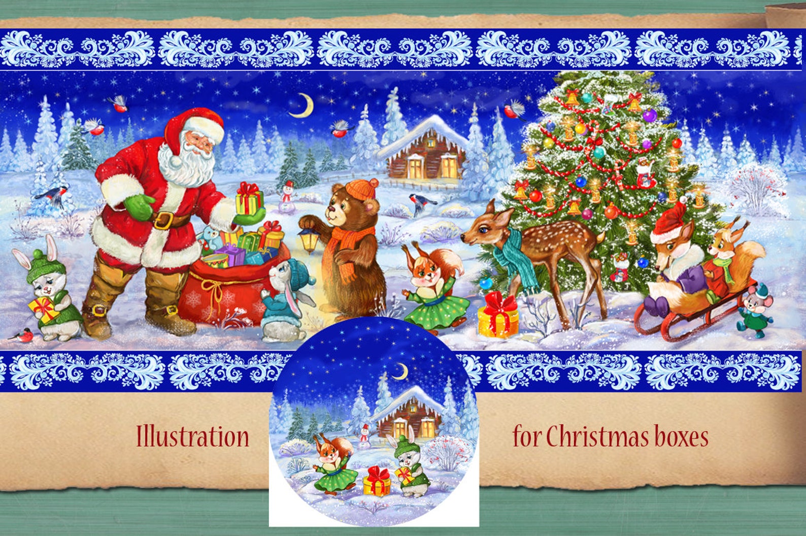 Christmas Set Clipart Illustration Christmas Cards christmas - Etsy
