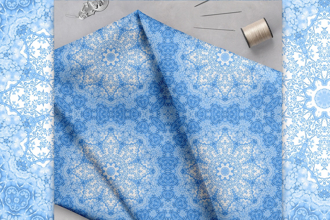 Blue Seamless Pattern Watercolor Floral Digital Paper 12 12 - Etsy