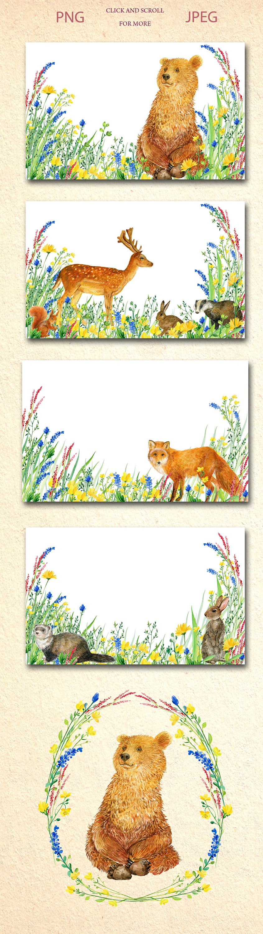 Forest Animals Woodland Watercolor Animals Clipart - Etsy