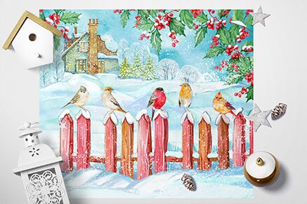 Christmas PNG Clipart Winter Birds Watercolor Christmas - Etsy