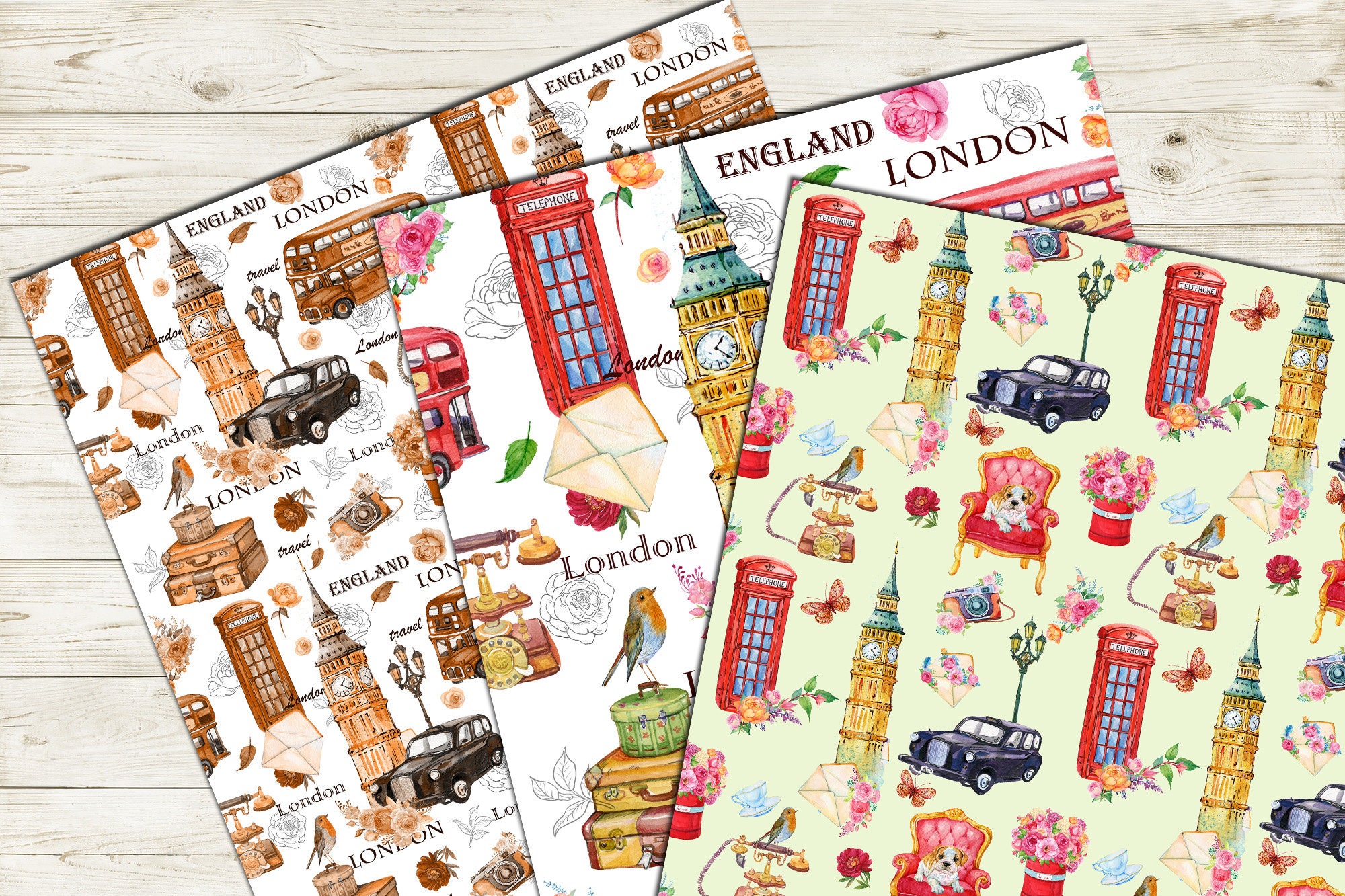 London Seamless Patterns Digital Paper Travel - Etsy