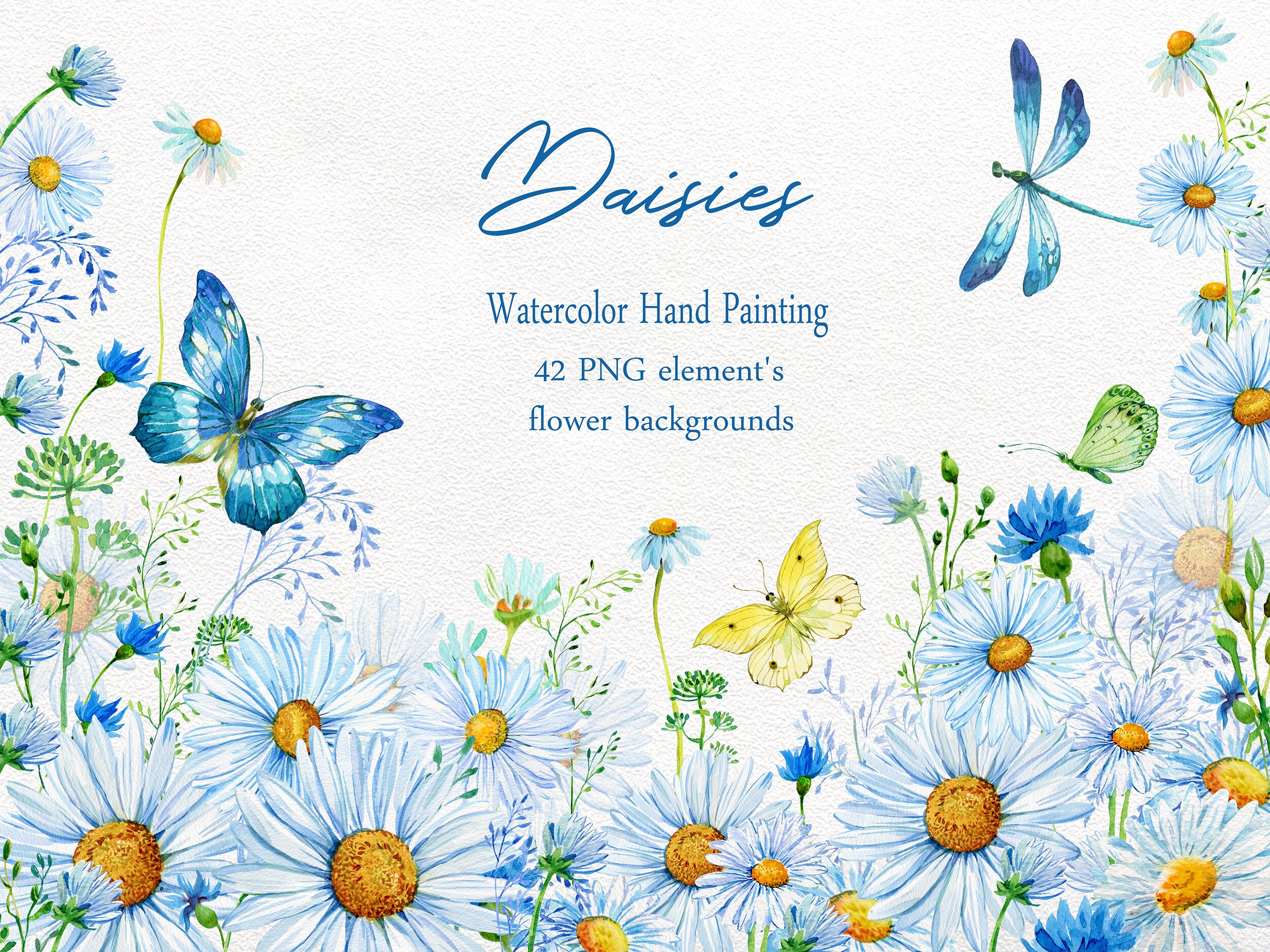 Silk Blue Daisy Clip Art