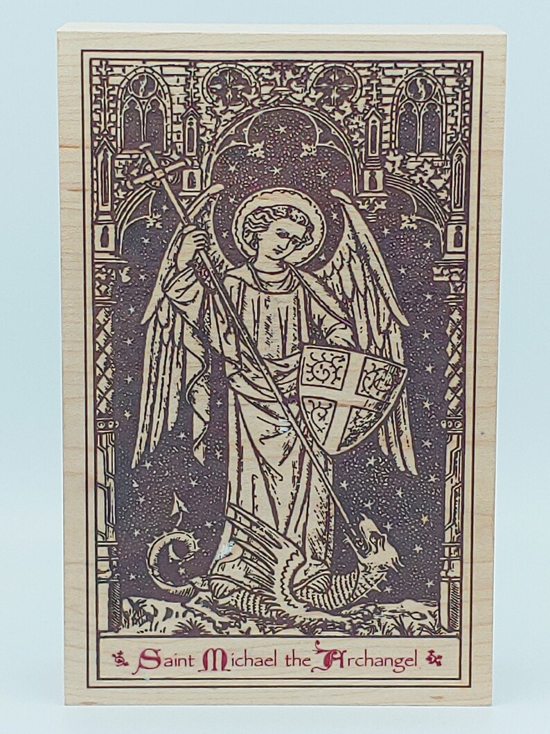 St. Michael the Archangel - Engraved Block - Etsy