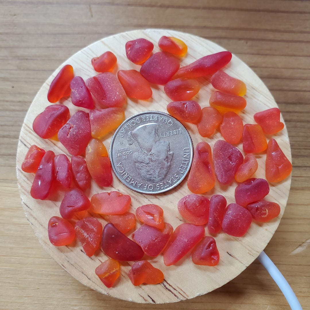 Mermaid Tears Amberina Red Orange Genuine Sea Glass 5pc - Etsy