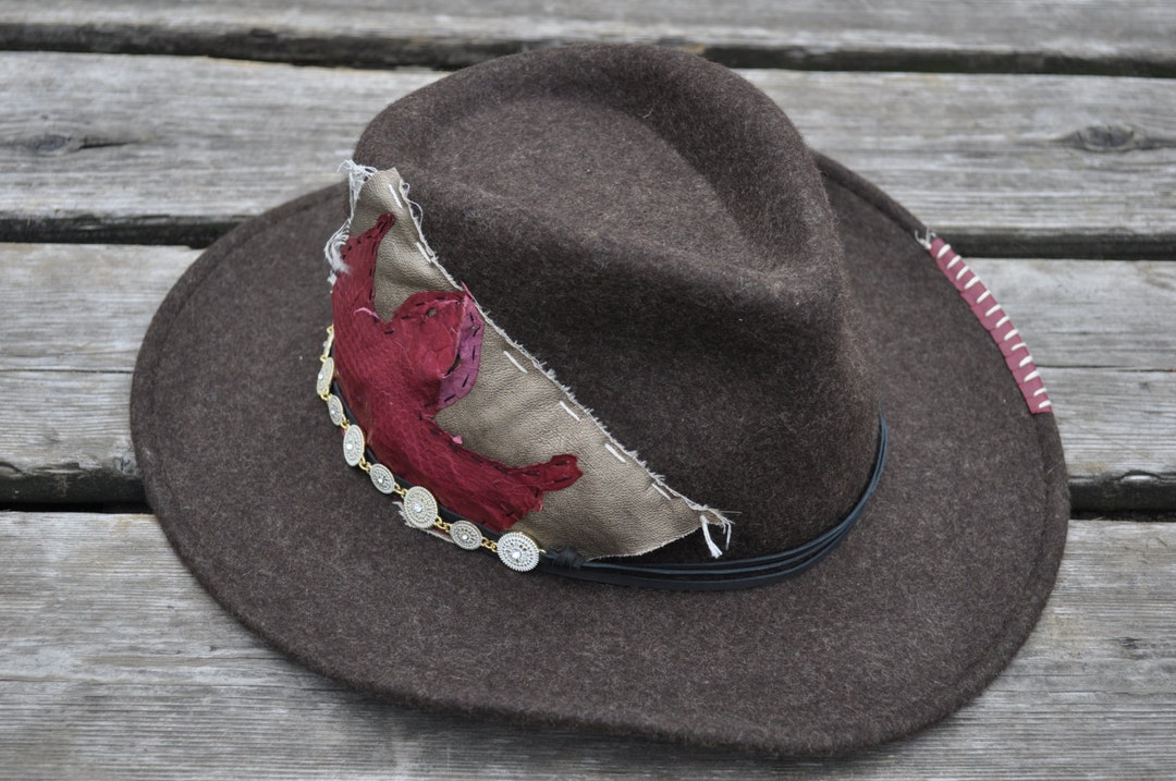 Western Cowboy Hat - Wool - Brown - Snake Skin - Pink - Metallic ...