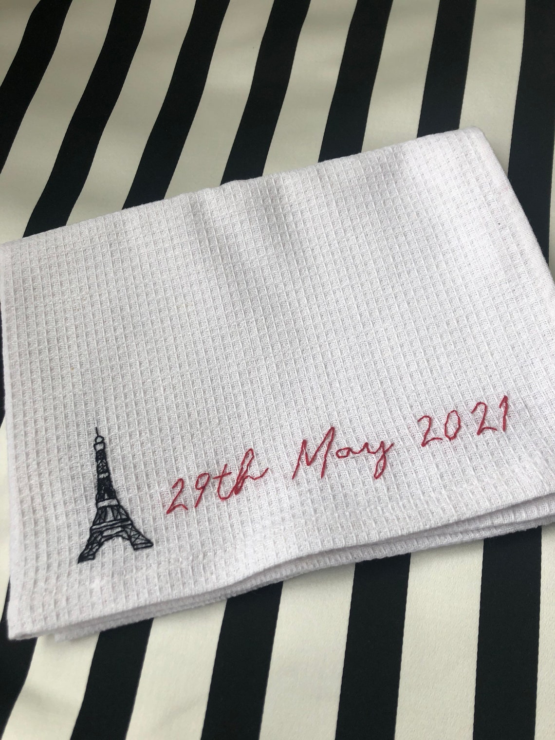 Personalised Hand Embroidered Slogan Tea Towel White 100% - Etsy UK