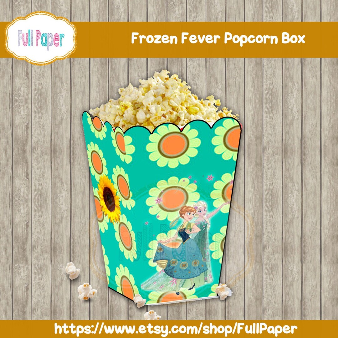 Frozen Fever Popcorn Box-popcorn Favor-frozen Birthday-frozen Party ...