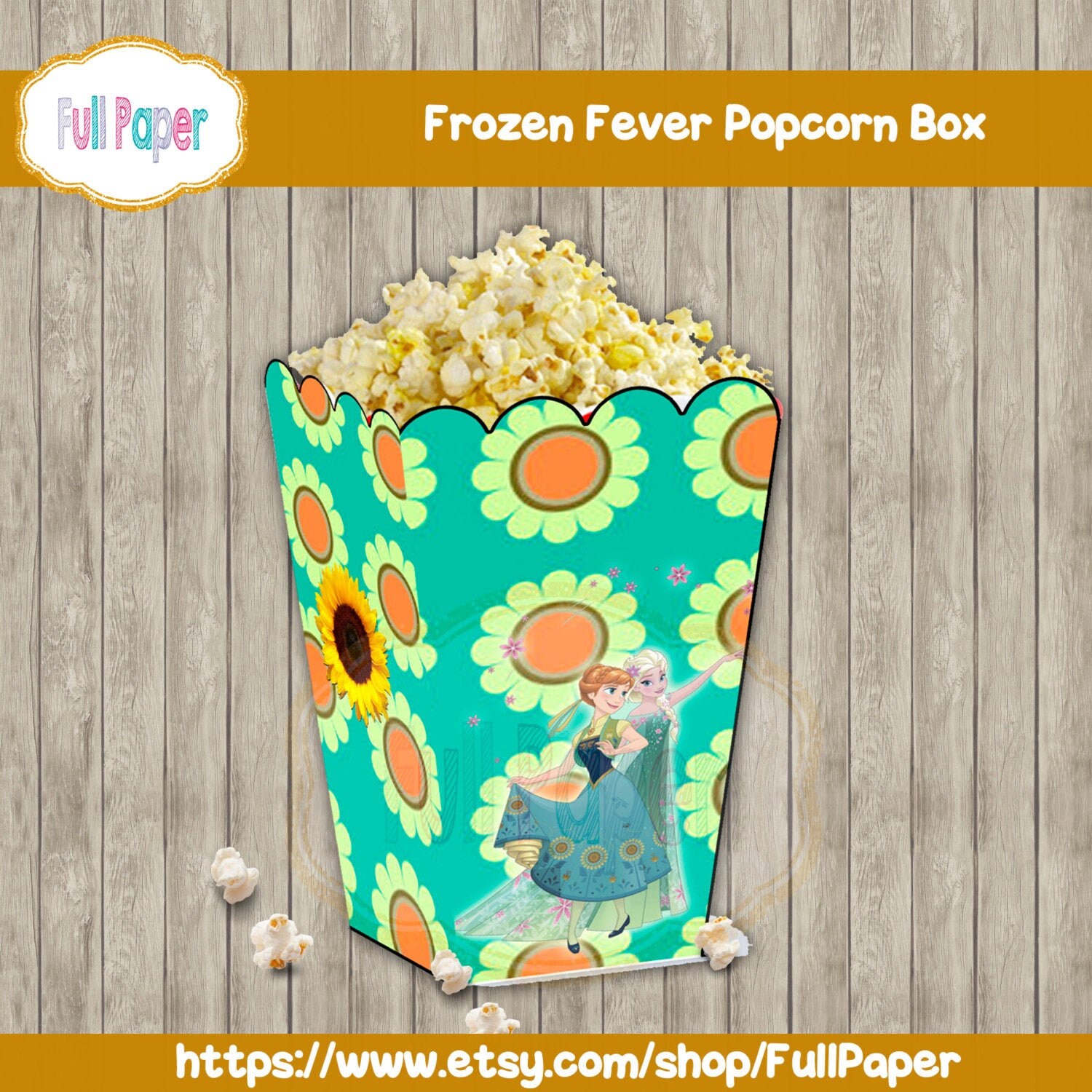 Frozen Fever Popcorn Box-popcorn Favor-frozen Birthday-frozen Party ...