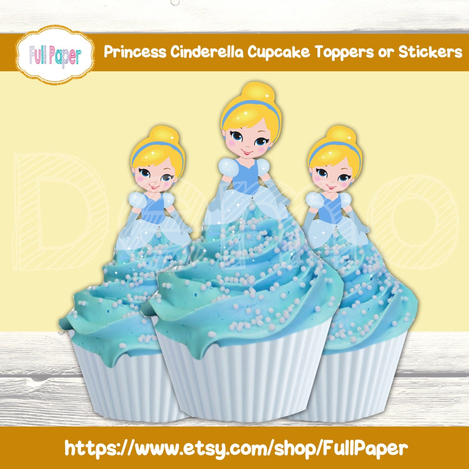 Printable Cinderella Cupcake Toppers or Stickers-cinderella Party ...