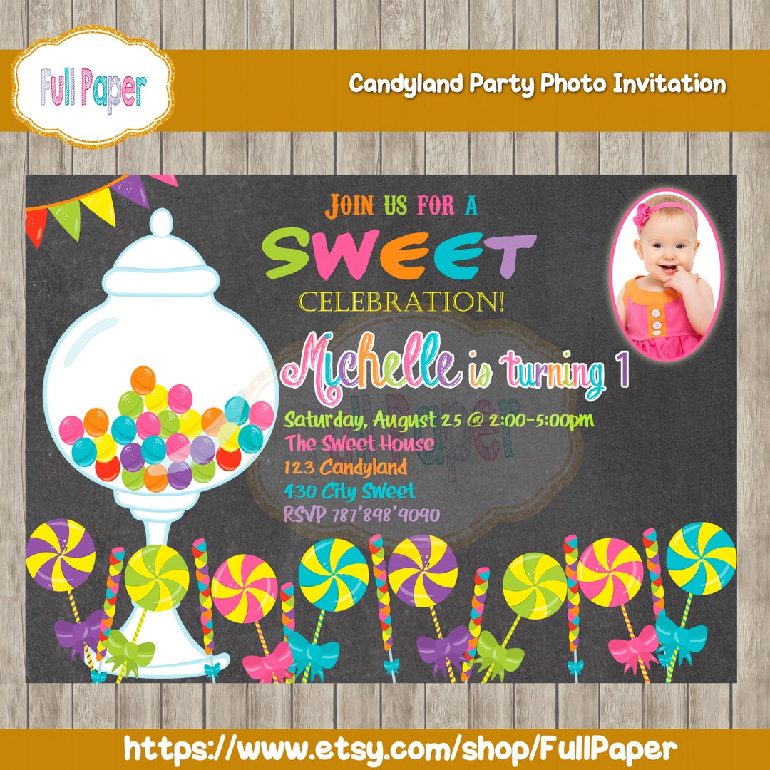 Candy Land Party Invitation, Candy Land Birthday, Candy Land Girl ...