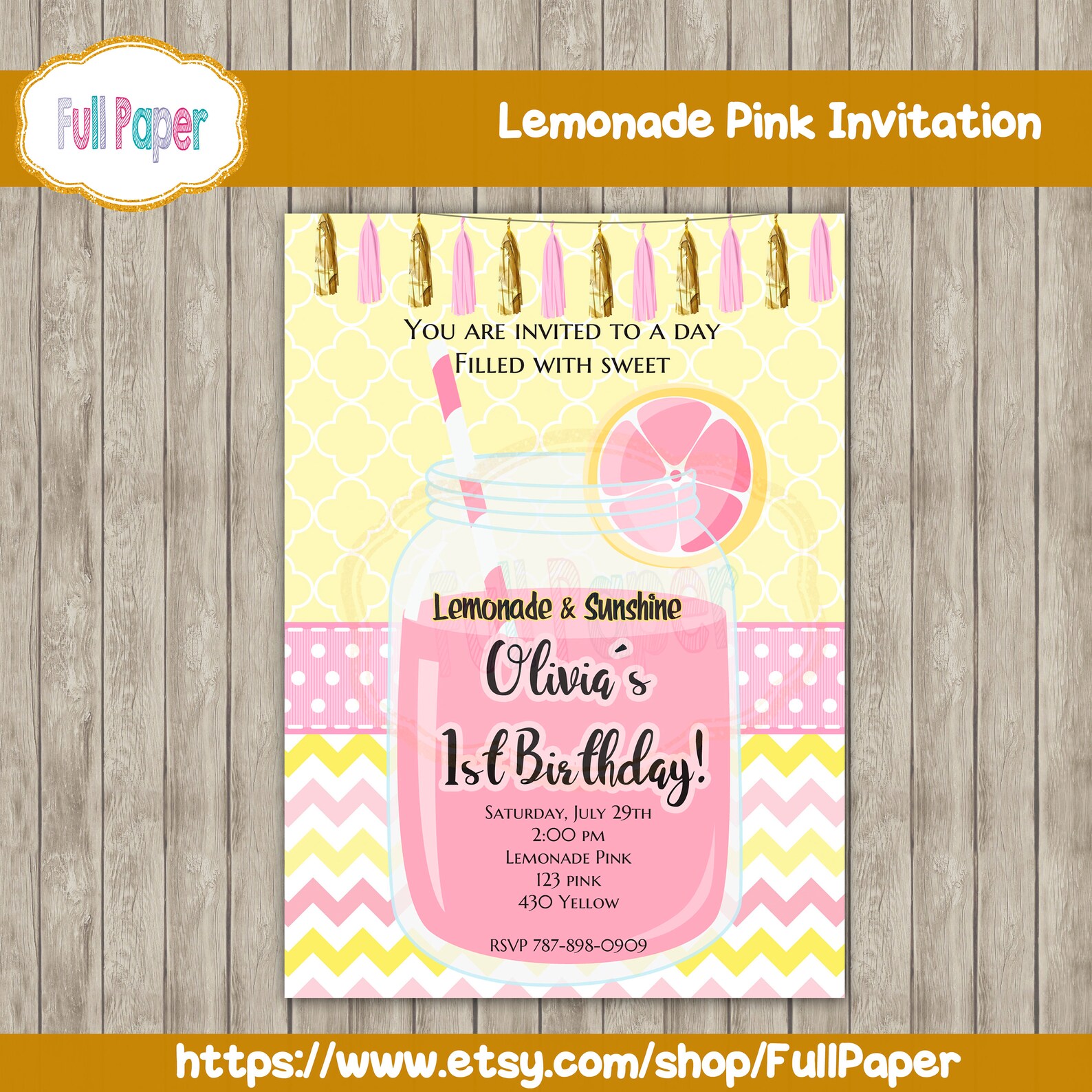Lemonade Pink Invitation, Lemonade Invitation, Sunshine Party, Sunshine ...